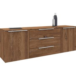borchardt M&ouml;bel Sideboard BORCHARDT M&Ouml;BEL, B:166cm H:53cm T:35cm, braun, Spanplatte, Wohnzimmer, Sideboards, "Oliva, h&auml;ngend oder stehend mit Metallgriffen", Breite