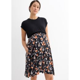 bonprix Damen Umstandskleid, schwarz, Gr. 48, Obermaterial: 95% Viskose, 5% Elasthan, Kleider, mit Stillfunktion, knieumspielende L&auml;nge
