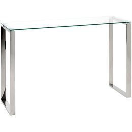 Konsole HAKU, B:120cm H:78cm T:40cm, grau, Echtglas, Metall, Wohnzimmer, Sideboards, "Sideboard", rechteckig - aus Metall Silber - B/T/H 120/40/78 cm