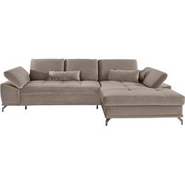 Ecksofa OTTO HOME, B:301cm H:89cm T:176cm, beige, 100% Polyester;Samtoptik (100% Polyester), Wohnzimmer, Sofas, "Costello L-Form, B: 301cm,