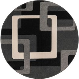 Teppich OTTO HOME, H:13mm &Oslash;:140cm, schwarz, Kunstfaser, Wohnzimmer, Teppiche, "Maxim", Hoch-Tief-Effekt, Kurzflor, 3D-Design, Kundenliebling