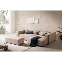 Ecksofa, B:288cm H:66cm T:198cm, beige, LeGer Home by Lena Gercke, 100% Polyester, Wohnzimmer, Sofas, "PIARA XXL Struktur u. Leinenoptik, L-Form,
