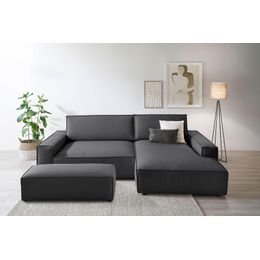 Polsterecke OTTO HOME, B:284cm H:90cm T:135cm, grau, 100% Polyester, Sofas, "SHERWOOD XXL tief, L-Form, Schlaffunktion, Bigsofa, Cord, Leinenoptik",