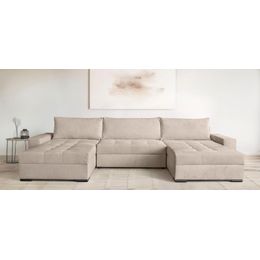 Wohnlandschaft OTTO HOME, B:352cm H:41cm T:161cm, beige, 100%Polyester, Sofas, "Home System U-Form, von B: 269-352 cm w&auml;hlbar, 6 Varianten zur