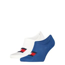 Tommy Hilfiger Herren F&uuml;&szlig;linge "TH UNI TJ FOOTIE 2P FLAG", Gr. 35, blau, Baumwollmischung, Socken, Mit gro&szlig;em Flag-Label vorn