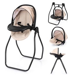 BAYER Kinder Puppen Autositz "4in1 Puppen-Autositz mit Wippe, rosa", beige, B:49,5cm H:73cm T:40cm, Puppenausstattungen, Puppenhochstuhl, -bett,