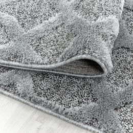 Ayyildiz Teppiche Teppich &raquo;PISA 4702, auch als L&auml;ufer und Rund&laquo; rund 20 mm H&ouml;he Hoch Tief Struktur, Pflegeleicht, Wohnzimmer, Schlafzimmer grau Polypropylen (PP) &Oslash; 80cm