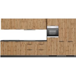 K&uuml;chenzeile KOCHSTATION, B:390cm H:200cm T:60cm, beige, Komplettk&uuml;chen-Sets, "KS-Lagos, Breite 390 cm, wahlweise mit E-Ger&auml;ten", GK-oder