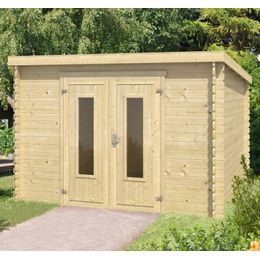 Gartenhaus Lasita Maja, beige, Massivholz, Gartenh&auml;user, "Sacramento", Blockbohlenhaus 28mm