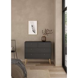 Kommode Home Affaire, B:98,7cm H:64,8cm T:39,1cm, grau, Holzwerkstoff, Schlafzimmer, Sideboards, "Bodo, Aufbewahrung, Schubladenschrank, Stauraum,