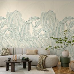 Livingwalls LIVING WALLS Fototapete "The Wall 4 Botanic &ndash; Tropische Palmenbl&auml;tter Vlies-Fototapete", B/L: 1,59m x 2,8m, Rollen: 1, beige, Schlafzimmer, Tapeten,