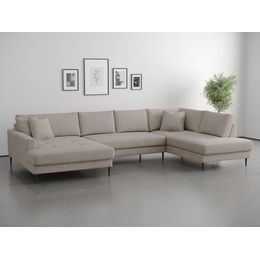 Wohnlandschaft TRENDS BY HG, B:360cm H:86cm T:195,5cm, beige, 90% Polyester;10% Nylon, Sofas, "Summer", U-Form, B: 360cm in Cord & Struktur
