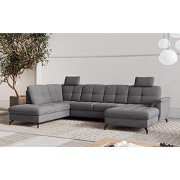 Sit & More Wohnlandschaft SIT & MORE, B:319cm H:92cm T:212cm, grau, 90% Polyester 10% Polyamid, Sofas, "Zora", wahlweise mit Schlaffunktion und Bettkasten