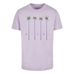 MisterTee Herren T-Shirt "MisterTee Herren Miami Palms Tee", lila, Gr. S, unifarben, 100% Baumwolle, Shirts