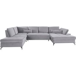 Wohnlandschaft OTTO HOME, B:363cm H:89cm T:223cm, grau, 100% Polyester;Samtoptik (100% Polyester), Sofas, "Costello U-Form, B: 363 cm mit Sitztiefen-