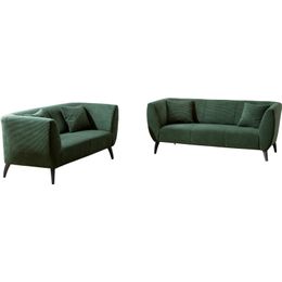 Polstergarnitur Home Affaire, B:255cm H:94cm T:88cm, gr&uuml;n, 93% Polyester, 7% Polyamid, Sitzm&ouml;bel-Sets, "Lazio modern und bequem, schmale Armlehnen,