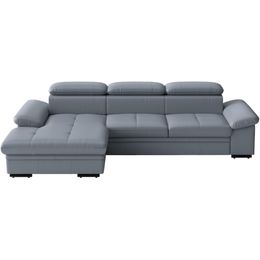 Sit & More Ecksofa SIT & MORE, B:260cm H:73cm T:174cm, grau, Wohnzimmer, Sofas, "Viola, Leder, L-Form, B: 260 cm, mit Armteil- und Kopfteilvertsellung",