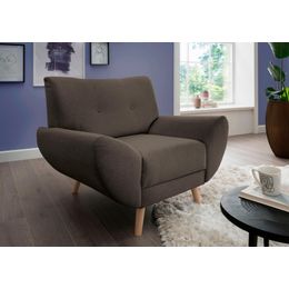 Sessel Home Affaire, B:112cm H:80cm T:82cm, braun, (100% Polyester) Struktur fein (100% Polyester) Chenille, Wohnzimmer, Sessel, "Basta komfortable
