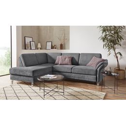 Sit & More Ecksofa SIT & MORE, B:254cm H:89cm T:190cm, grau, Wohnzimmer, Sofas, "Clio L-Form", wahlweise mit Schlaffunktion und Bettkasten, inklusive Federkern