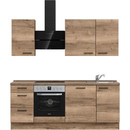 K&uuml;chenzeile Nobilia, B:210,3cm H:216,6cm T:60cm, braun, Komplettk&uuml;chen-Sets, ""Structura II", NEU: individuell anpassbar mit gratis Profi-Beratung",
