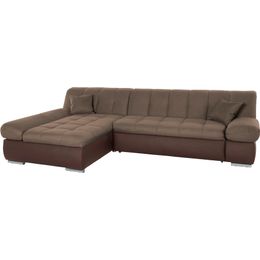 Ecksofa DOMO collection, B:297cm H:80cm T:173cm, braun, Struktur fein 100% Polyester;Chenilleoptik 100% Polyester;SOFTLUX/Struktur fein 100%