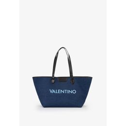 Valentino Handbags VALENTINO BAGS Damen Shopper "REVERSE", blau, Lederimitat, Textil, Taschen, Damen Schultertasche, Handtasche mit Kontrastbesatz