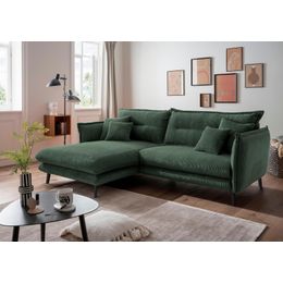 Ecksofa Home Affaire, B:255cm H:94cm T:180cm, gr&uuml;n, 93% Polyester, 7% Polyamid, Wohnzimmer, Sofas, "Lazio, 255 x 180 cm, modern und bequem", Cord,