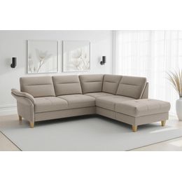 Sit & More Ecksofa SIT & MORE, B:218cm H:90cm T:212cm, beige, 95% Polyester 5% Polyamid, Wohnzimmer, Sofas, "Pamela, B: 218 cm, L-Form, wahlweise mit