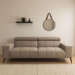 2-Sitzer DOMO collection, B:208cm H:79cm T:104cm, grau, 100% Polyester, Sofas, "Trento, mit Kufenfu&szlig; oder Einzelfu&szlig;", whlw. verstellbare Kopfteile,