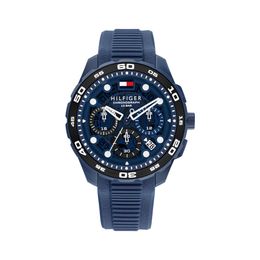 Tommy Hilfiger Herren Chronograph "TH-REGATTA"dunkelblau, Armbanduhren, Quarzuhr, Armbanduhr, Herrenuhr, Silikonarmband, analog, Tag