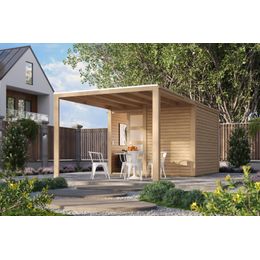 Gartenhaus Konifera, braun, Massivholz, Gartenh&auml;user, "Coiba 2", inkl. Anbaudach