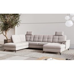 Sit & More Wohnlandschaft SIT & MORE, B:319cm H:92cm T:212cm, grau, 100% Polyester, Sofas, "Zora", wahlweise mit Schlaffunktion und Bettkasten