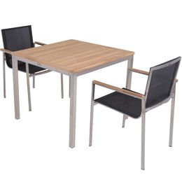 Garden Pleasure Gartenm&ouml;belset 'Denver' f&uuml;r 2 Personen Edelstahl