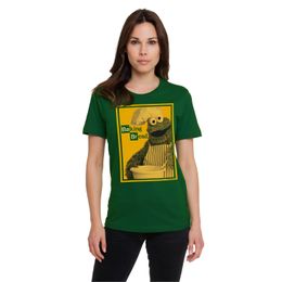 logoshirt Damen T-Shirt "Sesamstrasse - Kr&uuml;melmonster Baking Bread", gr&uuml;n, Gr. XL, unifarben, 100% Baumwolle, Shirts, mit coolem Print