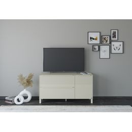 Lowboard, B:137cm H:75cm T:42cm, beige, SET ONE BY Musterring, Glas, Holzwerkstoff, Wohnzimmer, Sideboards, "Reno", Mit Vierkantfu&szlig; in diversen
