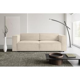 WERK2 Schlafsofa &raquo;Kansas 252 cm Breite modern und bequem&laquo; Cord, Bettkasten beige 90% Polyester, 10% Nylon B/H/T: 252cm x 76cm x 99cm, Cord