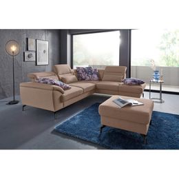 Sit & More sit&more Ecksofa &raquo;Percy L-Form&laquo; 15 cm Fu&szlig;h&ouml;he, Sitztiefenverstellung, wahlweise in 2 Fu&szlig;farben beige B/H/T: 270cm x 235cm, Feinstruktur, Ottomane 