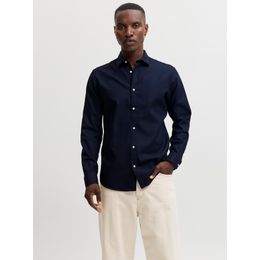 Jack & Jones JACK & JONES Herren Langarmhemd "JJJOE STRUCTURE SHIRT L/S", blau, Gr. S, Web, Obermaterial: 60% Baumwolle, 40% Polyester, Hemden