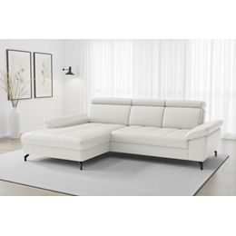 Sit & More Ecksofa SIT & MORE, B:264cm H:84cm T:181cm, wei&szlig;, Wohnzimmer, Sofas, "Vanity L-Form, B: 264 cm, Leder", Inkl.Sitz-,Kopf-und Armteilverstellung