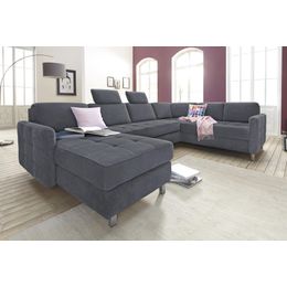 Sit & More Wohnlandschaft SIT & MORE, B:292cm H:80cm T:87cm, grau, Struktur (100% Polyester);Kunstleder SOFTLUX;Luxus-Microfaser ALTARA NUBUCK (100% Polyester),