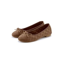 Lascana Ballerina 'Slipper, Schl&uuml;pfschuh, Freizeitschuh, Slip-On-Sneaker,' cognacfarben Gr. 42 f&uuml;r Damen. Mit Schleife, Ziern&auml;hte