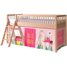 Spielbett Vipack, B:135,5cm H:114cm L:207,5cm, rosa, Kinderzimmer, Betten, "Forrest, Absturzschutz mit Sprossen-Optik, Pfostenst&auml;rken ca. 50x50mm",