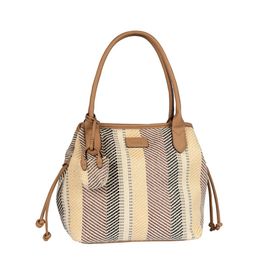Gabor Damen Shopper "Granada Denada", beige, Lederimitat, Flechtoptik, gestreift, kontrastfarbene Details, mehrfarbig, Taschen, Damen Umh&auml;ngetasche,