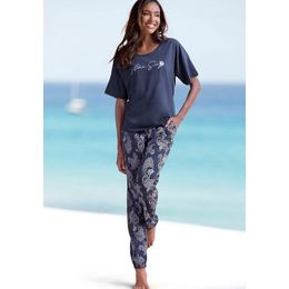 VIVANCE DREAMS BY LASCANA Pyjama mehrfarbig Gr. 40/42 f&uuml;r Damen. Rundhals und Allover-Druck, Print. Bequem. Nachhaltig.