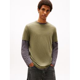 Tommy Jeans Herren T-Shirt "TJM XSLIM JASPE HTR TEE EXT"dunkelgr&uuml;nery htr, Gr. S, Single Jersey, Obermaterial: 60% Baumwolle, 40% Polyester, Shirts,