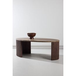 Couchtisch &raquo;Bristol, ovaler Couchtisch 120 &times; 60 cm in Mocca mit grauer Steinoptik&laquo; Sofatisch, MDF, 3D-Papier, oval, kontrastreich, raffiniert braun B/