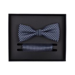Venti Herren Fliege "Venti Set aus Fliege und Einstecktuch gemustert", blau, 100% Seide, Fliegen