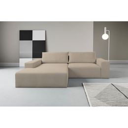 WERK2 Ecksofa &raquo;Rio 262 x 188 cm modern und bequem&laquo; Webstoff, L-Form beige 100% Polyester B/H/T: 262cm x 83cm x 188cm, Webstoff, Ottomane links