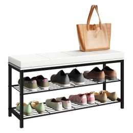 Schuhregal Vcm, B:90cm T:30cm, wei&szlig;, Flur, Regale, "Metall Holz Sitzbank Schuhregal Schuhbank Taliro"