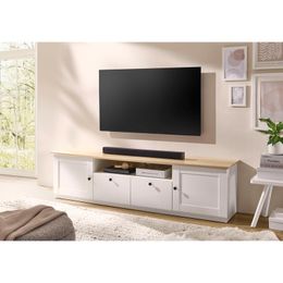 OTTO home Lowboard &raquo;Brest, TV-Unterschrank, Kommode, TV-Schrank im Landhausstil&laquo; schwarze Metallgriffe, ausreichend Stauraum, 204 cm breit wei&szlig; 